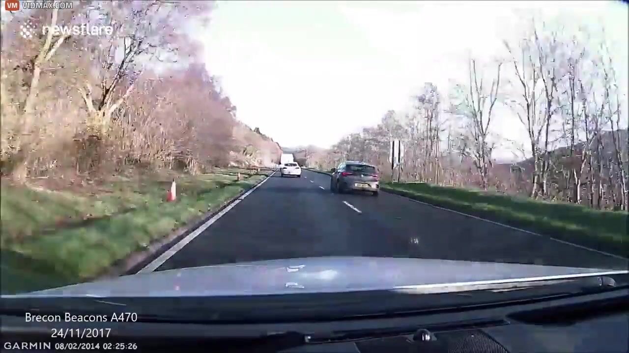 Three Cars Dash Down UK Road In Terrifying Overtaking Manoeuvre