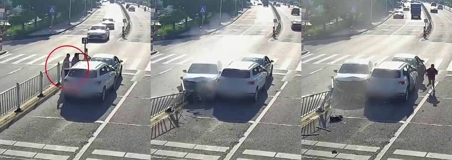 Driver Hit While Getting Out Of Car On Street